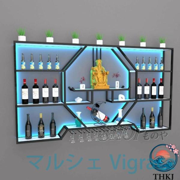 ? 収納スペース：壁掛けワインラック このワインラックにはたくさんの収納スペースがあります。ワインボトルを整理するだけでなく、装飾品も収納できます。下部にはワイングラスを掛けるためのワイングラスフックがあります。? 幅広い用途：酒棚 金属製...