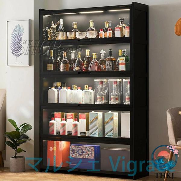 ? 【高品質素材】: ウイスキー棚はアクリル素材と健康的な天然竹フレームを採用し、頑丈な構造、丈夫な質感、自然なデザイン、シンプルでモダンです。? 【密閉防塵】：ワインバーキャビネットの背面と側面パネルは複合板でできており、防塵性と落下防止...