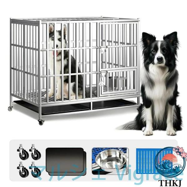 ? 【犬 ゲージ 】この犬用ゲージは、いたずら防止や脱走防止のために最適な場所を提供します。5つのサイズをご用意、中型犬、大型犬、小型犬まで、さまざまな犬種に対応可能で、犬の安全をしっかり守ります。? 【耐久性抜群】頑丈なステンレス鋼製た犬...