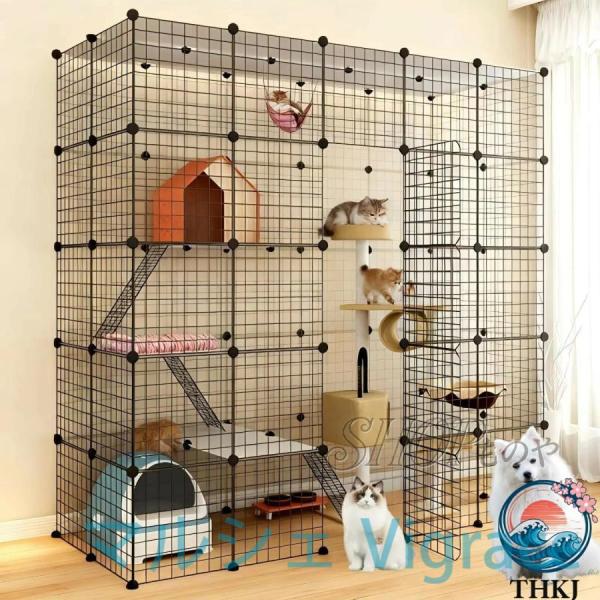 ? 【高品質の素材】猫用ケージの素材は精密鉄メッシュです。耐摩耗性に優れていて、末永くお使いいただけます。内部の通気性は非常に良好で、空気が自由に流通し、ケージ内を乾燥して爽やかに保ち、湿気や細菌の繁殖を効果的に防止します。? 【広々とした...