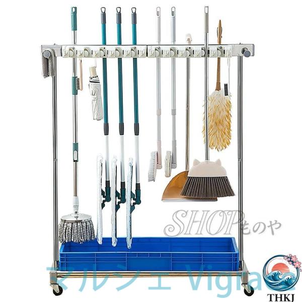 ? 【丈夫で丈夫】プラスチック製のほうきホルダーと比較して、ステンレス製のほうきオーガナイザーはより強力で耐久性があります。モップの数：10ハング-12フック、20ハング-24フック.? 【強力なベアリング容量】モップブルームホルダーのすべ...