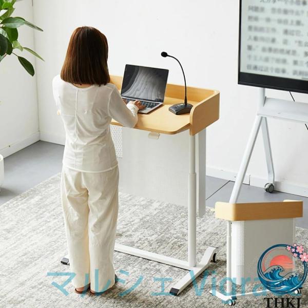 ? 【移動が簡単】安全性を考慮して、この教卓の底部はロック可能なユニバーサルホイール設計を採用しています。360度のユニバーサルホイールは簡単に移動でき、優れた安定性を備えています。使用する上で便利な役割を果たします。? 【立て式移動可能講...