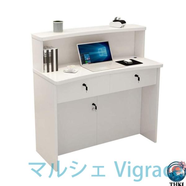 レジカウンター 受付カウンター 衣料品店木製のレセプションデスクレジスタンドレセプション3杯のロック引き出し付きカウンター インテリア アンティーク おしゃ