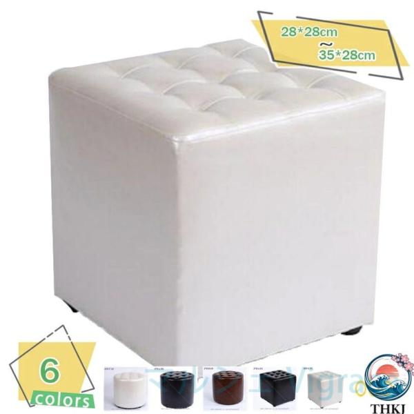 メイン素材：木、PUレザー◆【サイズ】：約28*28cm 35*28cm；　  ◆耐荷重：約150kg；◆材質：【PVC】合成皮革；【ファブリック】ポリエステル；◆構造部材：天然木、ウレタンフォーム；★四角の可愛らしいスツール。玄関やリビン...