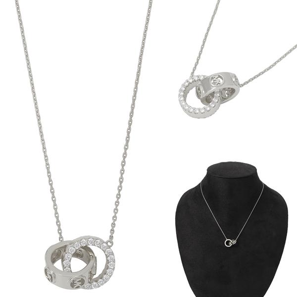 ＜カラー＞　シルバー/クリア■サイズ：トップ：直径約1.2cm、幅約1.9cm、厚み約0.4cm / チェーン長さ：約40cm＋アジャスター約5cm（最大約45cm) / 重量：約6g■素　材：スターリングシルバー/キュービックジルコニア■...