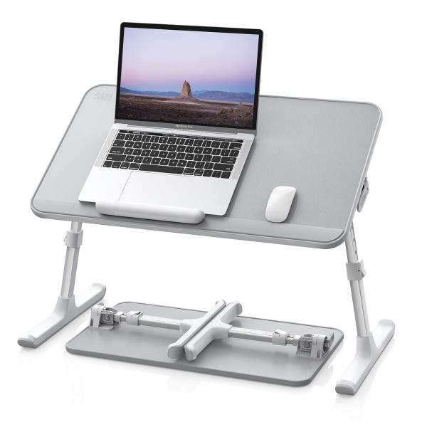 カラー：グレーサイズ：52*30cm【デスク仕様】サイズ：52*30*9cm。テーブル本体重量：1.75kg。耐荷重：約40kg。パッケージ内容： SAIJI AL30 テーブル本体、日本語取扱説明書【高さ・角度調整】高さは24~32cmの...