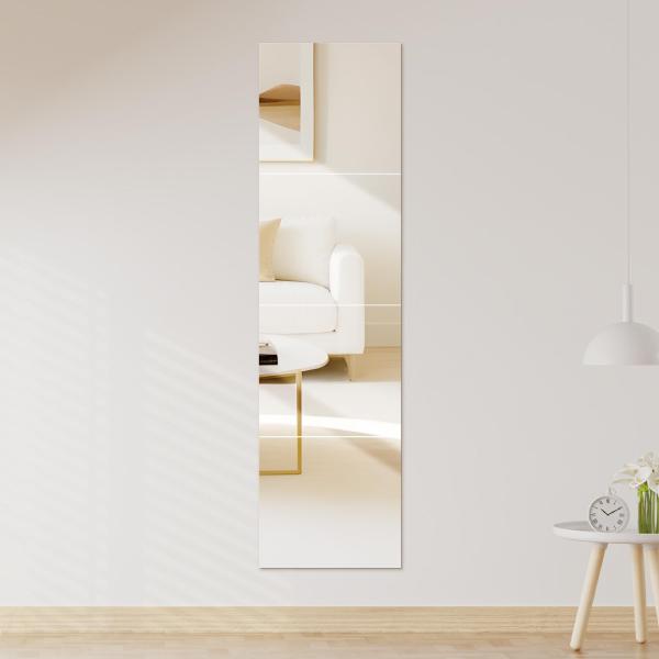 カラー：シルバーサイズ：長さ120 x 幅28 cm【４枚セットで完璧な全身映し】鏡面を縦に並べると、高さ120cm×幅28cmまたは高さ112cm×幅30cmの全身鏡を実現します。また、4枚の鏡を自由に組み合わせることで、多様なニーズに対...