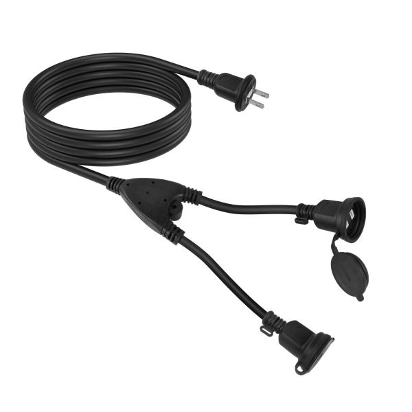 カラー：ブラックサイズ：3m製品仕様: VCTF2*1.25mm2、12A/125V、合計1200Wまで。コード長：3m　コンセント:2分配延長コード。 防雨型コネクタ（キャップ付き）。PSE（電気用品安全法）認定商品。主な材質: 銅、PV...