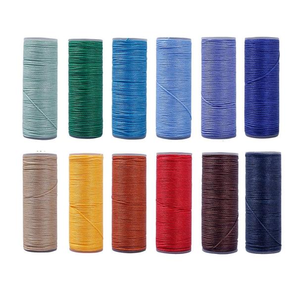 カラー：Aサイズ：0.8MM -15M・【12色セット：豊富な和の色】　自然の中にある色から汲み取られている和の色、淡い色、落ち着いた色、くすんだ色、明るい色レザークラフトによく使う色を全部お揃い。・【高品質ワックスコード】　糸の中にしっか...