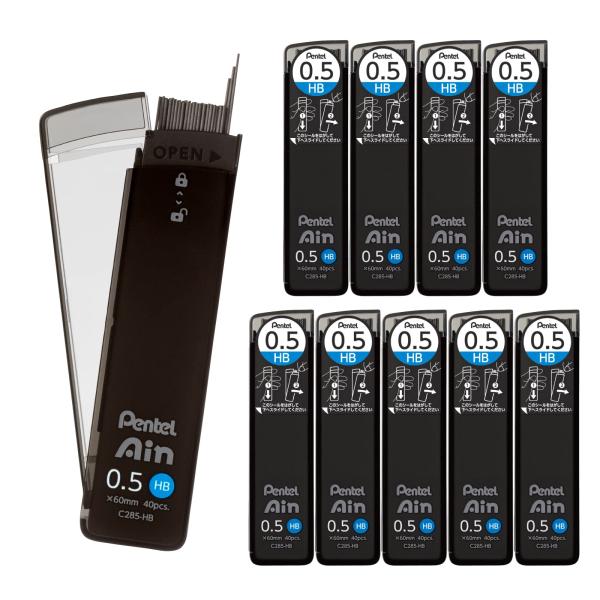 カラー：ブラックサイズ：10個スタイル：HB【特徴】なめらか折れにくい汚れにくい 高性能のシャープ替芯。【芯径】0.5mm【硬度】HB【単品仕様サイズ】W20×D7×H78mm/9.6g【材質】本体=再生POM キャップ・カバー=再生PC