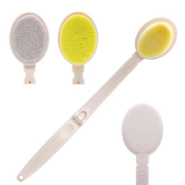 カラー：Beige柔らかい毛のブラシヘッド：柔らかい毛のブラシヘッドは、快適で柔らかい素材を使用しているため、肌を優しく清掃でき、肌を刺激しません，敏感肌に適しています。長持ちと耐久性：バスブラシが長期間使用されても良い状態を保てるように、...