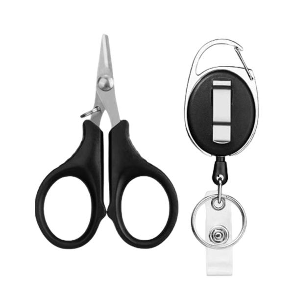 カラー：黒*ストレッチクリップ【商品詳細】釣り ハサミ、わずか20gの軽量設計で、サイズは95×60mm。コンパクトで収納しやすく、オプションでスプリングコードまたはストレッチクリップを選べます。落下を防ぎ、必要な時にすぐに手に取れます。【...