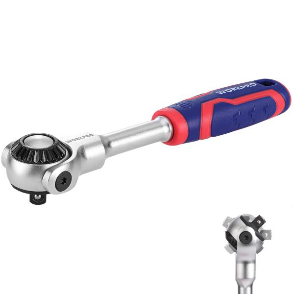 コンパクトで使いやすい全長:約150mm;重量:140g。手の中に収まる長さのショートスイベルラチェットハンドルです。携帯性もいいし、ソケット類を組み合わせ、六角ボルト・ナット等の締付け、緩め作業に使用できます。270°の回転機能ハンドルが...