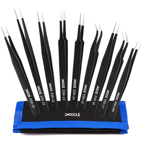 カラー：9点セットサイズ：9個アソートスタイル：先丸タイプ、先平タイプ、極細タイプ【多用途】XOOLの精密ピンセットセットは、電子機器の修理、回路基板の作業、デジタル製品の取扱いなどに最適です。宝石、細工品、ネイルアートなど幅広く利用できま...