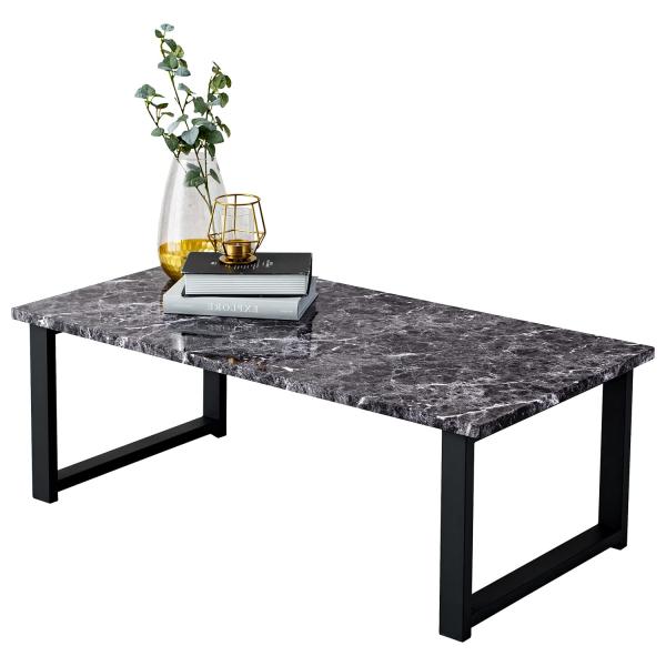 カラー：ブラック(大理石調)サイズ：幅90スタイル：モダン【本体サイズ】:(約)幅90×奥行45×高さ32cm【異素材の組合わせでデザイン性UP】:リアルで本物に近い大理石調シート張りの天板と耐久性に優れたスチール脚がインテリアとしての存在...