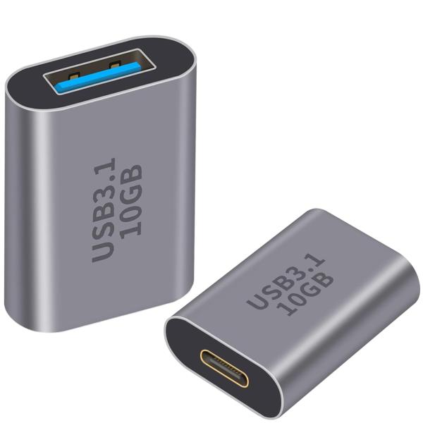 【USB C (メス) to USB A (メス) 変換アダプタ】：USB-Aポートを搭載したノートパソコン・充電器・ACアダプタ・USB-Cハブ等機器に、Type-Cインターフェースを搭載したスマートフォン、タブレット、イヤホン、HDD、...
