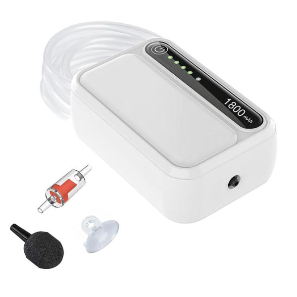 カラー：ホワイトサイズ：一つ吐出口【リチウム電池内蔵】1800mAhの大容量リチウム電池を内蔵し、1.5L/MINの強力なエア供給を実現。連続稼働モードでは最大24時間、間隔稼働モードでは最大45時間の長時間使用が可能です。電池切れの心配な...