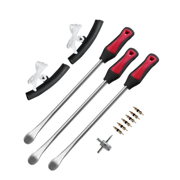 【セット内容】タイヤスプーン3本、リムプロテクター2個、バルブツール1個、バルブコア6個を含む多機能セット。【高品質な材質】金属表面の錆を防止する特殊コーティング。金属表面の酸化を抑制し、空気や水による汚れから保護します。タイヤの取り外しや...