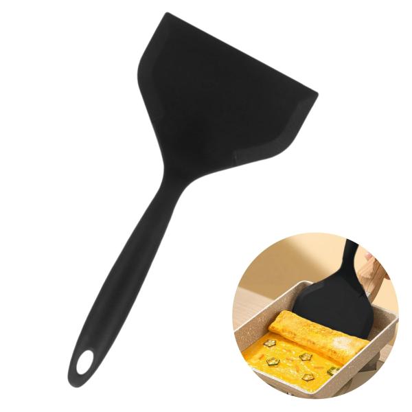 カラー：ブラック【高品質の素材】?フライ返しスパチュラは内部ナイロンと外部シリカゲル材料で作られ、毒性がなく、異臭がなく、耐久性があり、良好な耐熱性と耐寒性があり、縁が滑らかで、特に粘り気のない鍋に適しており。【耐熱性抜群】?耐熱性に優れ：...