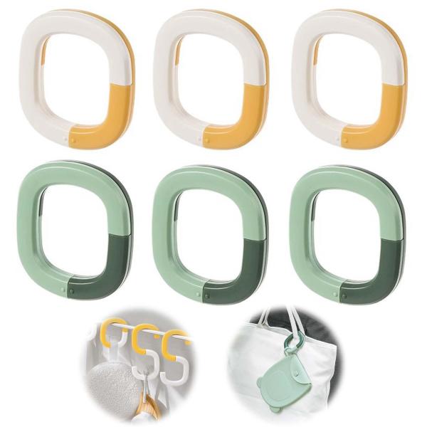 スタイル：ミニマリスト【パッケージ】：パッケージには、異なる色のS字フックが 2 セット (緑と黄色)、各色 3 個ずつ含まれており、区別しやすい明るい色です。サイズ：Oタイプ：5.5*6.2*1cm、Sタイプ：5.5*11.3cm*1cm...