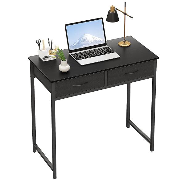 カラー：ブラックサイズ：80*40*75cmスタイル：ジャパニーズ,ミニマリスト【2つの布製引き出し】小さなパソコンデスクには、引き出し可能な布製の引き出しが2つ付いており、ノートや文房具、オフ ィス書類などの日常の小物を収納するのに便利で...