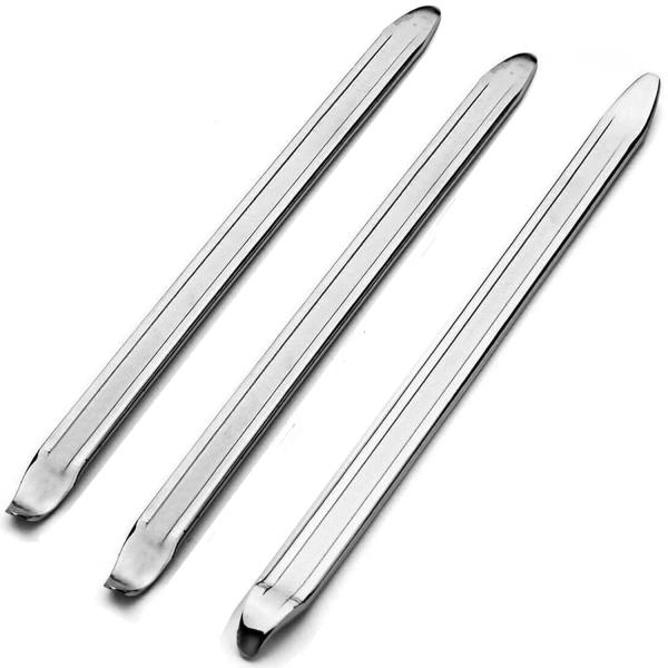 【仕様】サイズ:長さ30cm×幅1.9cm×厚み6mm；重さ:約210g/1本パーケージ内容:2本入り【高品質な素材】このタイヤレバーは高強度カーボン鋼採用して、強度と耐久性のために熱処理されています。頑丈で耐摩耗性に優れています。表面には...