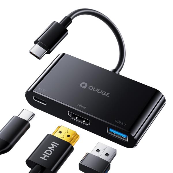 カラー：ブラックスタイル：3IN1 USB3.0+PD+HDMI3つのポートを1つにHDMI 変換 タイプc ハブはHDMI(4K)ポート、PD3.0充電ポート(100W急速充電)、USB3.0ポート(5Gbpsデータ転送)を組み合わせで構...