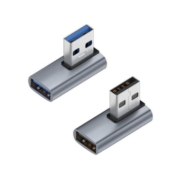 カラー：左右 90°ミドルベント1.【USB-A L字 変換アダプタは2種類セット】USBコネクタ-- タイプA オスからメスに変換するL字アダプタです。ユニックなL字型で、配線の方向が思ったままに調整可能、充電ケーブルを曲がる摩耗を減少で...