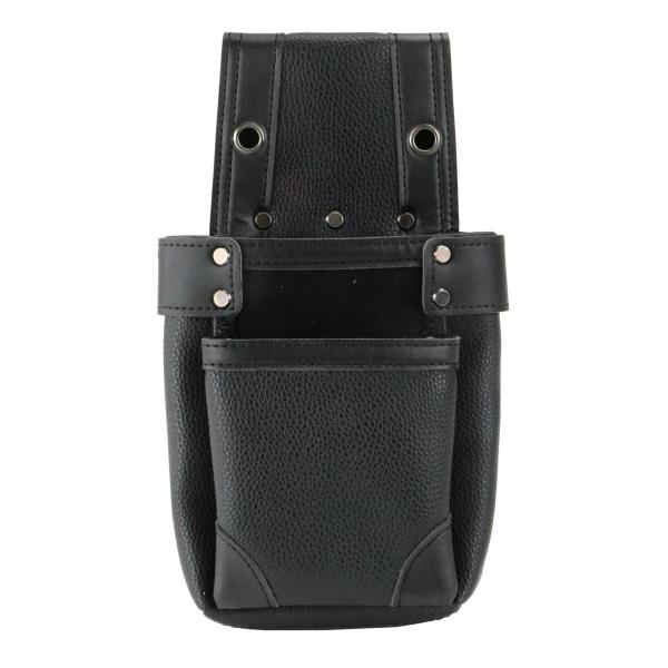 カラー：ブラックスタイル：07)釘袋(スリム)仕様:スィングポケット・スリム幅特徴1:レザー調の素材を使用した釘袋特徴2:袋内側底部分2重補強で丈夫対応ベルト:幅60mmまで材質:ポリエステル・PVC