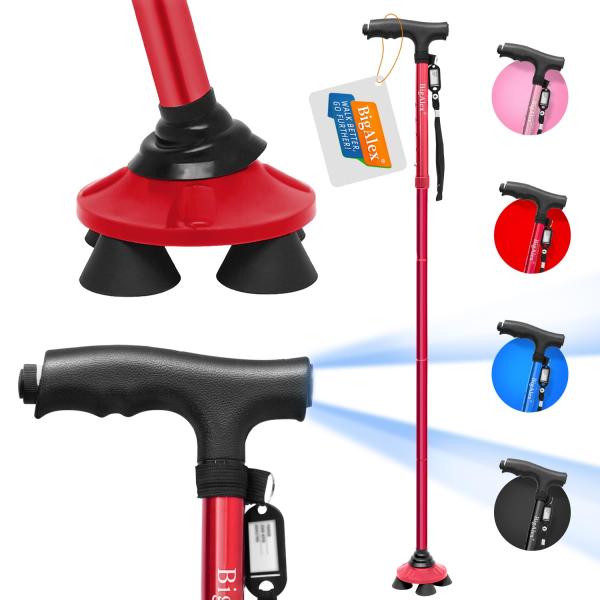 カラー：レッドサイズ：1個 (x 1)【360°自由回転】BgAlex杖のベースが360度自由に回転できます。ボールヘッド軸とプラスチックベースを使用して、その使用寿命を増やすことができ、部屋や他の場所で使用することができます。凸凹道や階段...