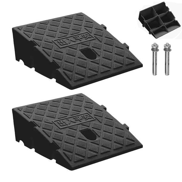 カラー：ブラックサイズ：25cm*27cm*7cm(幅*奥行き*高さ)【商品サイズ】 1個 幅25cm×奥行き27cm×高さ7cm、一般的な自家用車対応します。段差スロープは、カー、自転車、バイクどちらでも使える強度を持っています。高輝度反...