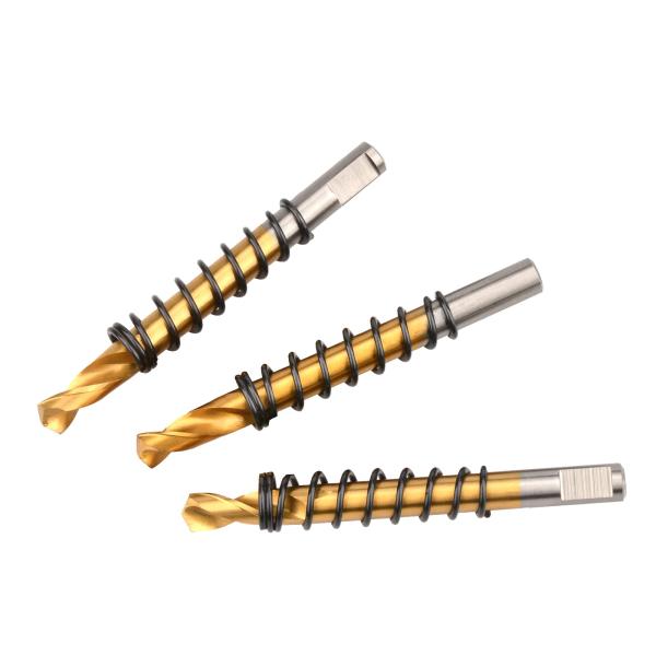 サイズ：3個?セット内容:3 *チタンメッキガイドドリル,1*六角レンチ,持っている排出用スプリングは?センタードリル,靭性に優れた高品質の超硬 ステンレスで作られています。?センタードリルにスプリング（バネ）がついてます、切り抜いたカスが...