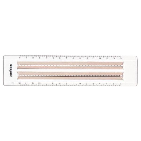 【商品概要】直線を引く要領で、点線・破線が引ける15cmの定規。70%再生アクリルを使用、両サイド共に高精度の1/1・1/1の目盛が入っている。幅45mm/3mm厚【商品説明】【商品詳細】ブランド：ドラパス商品種別：文房具・オフィス用品商品...