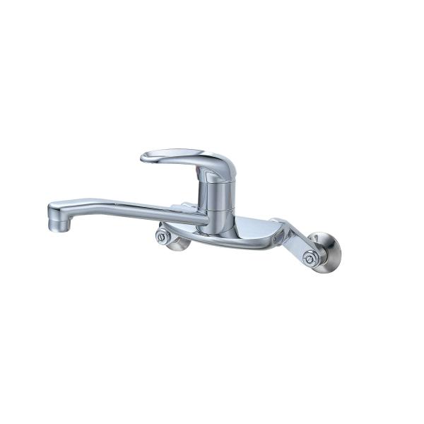 【商品概要】【壁付シングルレバー混合栓】レバーで吐水、止水、温度調節ができる操作しやすい混合栓です。吐水、止水が簡単に行えますので、節水にも役立ちます。【スペース広々】上向きパイプなので、シンクが広々使えます。やかんや水筒などの背の高いモノ...