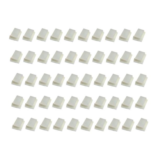 【商品概要】対応ケーブル：幅8mm×高さ3mm 以内のケーブルフラットタイプのLAN、電源、通信、モジュラーケーブル等に対応お部屋や車内用の配線固定具としてご使用いただけます色：白 (半透明) 底面粘着シート付。内容量：50個（厚手チャック...