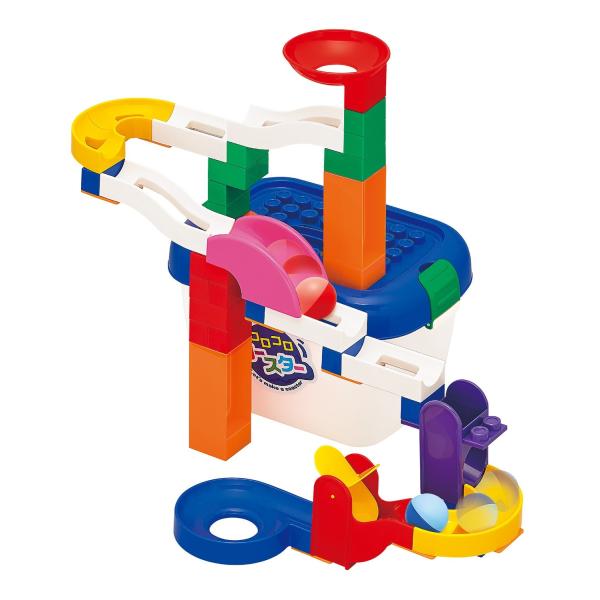 【商品概要】本体サイズ:35.5*22.0*24.5(cm)中国製対象年齢:1.5歳から内容:ブロック26個、レール9個、せつぞくパーツ8個、ギミックパーツ5個、はしらパーツ2個、ボール2個対象年齢 :18月以上【商品説明】【商品詳細】ブラ...