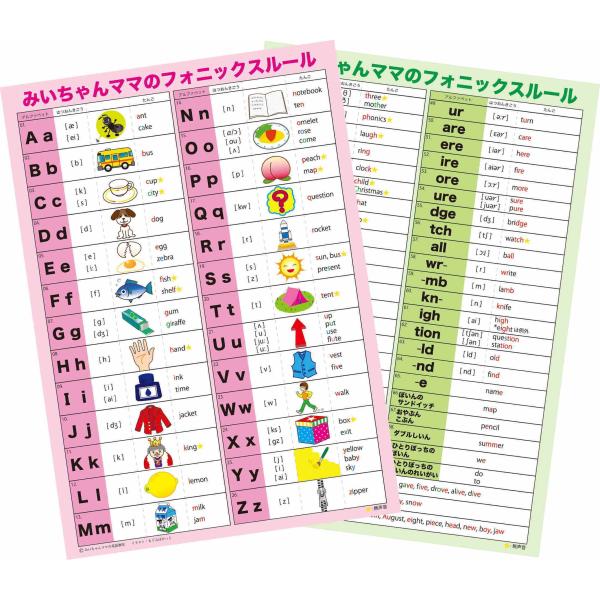 【商品概要】英語フォニックスルール一覧表。厚紙に両面印刷しております。同じものが10枚入っています。英語教室向けフォニックス教材。【商品説明】【商品詳細】ブランド：みいちゃんママの英語教室(Miichanmamanoeigokyoushit...