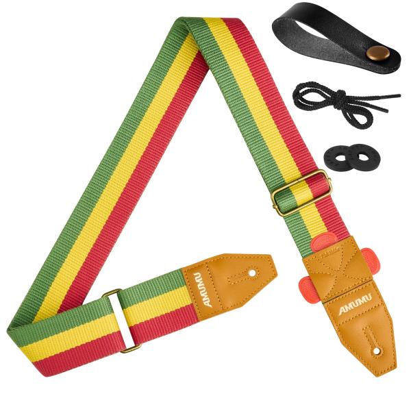 【商品概要】★ユニークなデザイン-クラシックなレゲエストライプデザイン★高品質の素材-幅5cmの100％綿織りストラップ★調節可能な長さ-ほとんどのプレーヤーに合うようにストラップの長さを95cmから160cmに調整するためのプラスチック製...