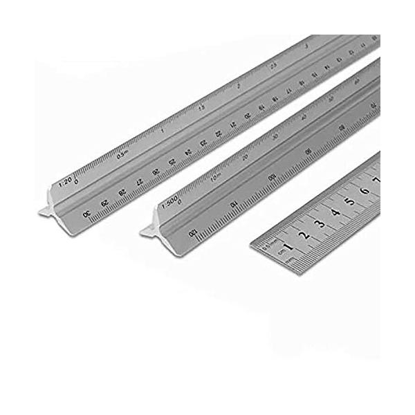 【商品概要】Tuloka定規 三角スケール 3本セット アルミ30cm 快段目盛 建築士用 製図用品3本セット：【1/20 1/25 1/50 1/75 1/100 1/150】と【1/100 1/200 1/250 1/300 1/400...