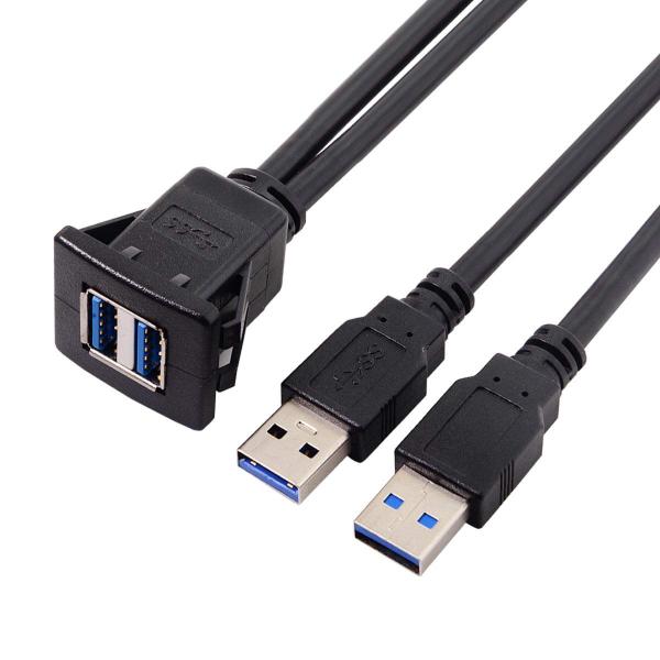 【商品概要】ダッシュボードパネル用防水デュアルUSB 3.0延長ラッチマウントカーAUXケーブル 1m防水パネル/ダッシュマウントが特徴です。車内用に設計されていますが、あらゆる用途に使用できます。既存の穴を使用するか、ダッシュボードに穴を...