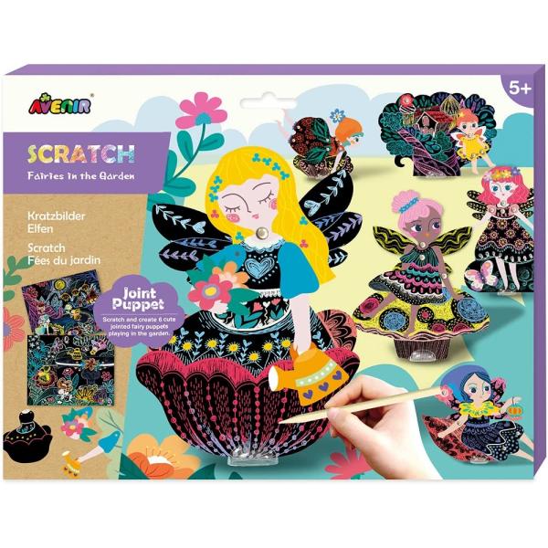 【商品概要】黒い部分を削ってお絵描き。ピンでとめればパペット完成。自由に削る場所を変えたり好きな模様をデザインし、オリジナル作品づくりが楽しめます。対象年齢：5歳頃〜 / 原産国：中国セット内容：妖精の色付デザインシート×2、かたちのスクラ...