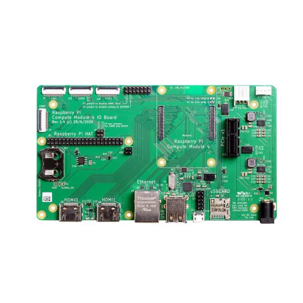 【商品概要】Raspberry Pi Compute Module 4用の入出力拡張基板です。HDMIやUSB、イーサネットコネクタが搭載されています。microSDカードソケットも搭載していますが、eMMC非搭載モデル専用です。eMMCが...
