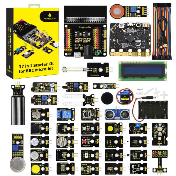 【商品概要】micro:bit v2オフィシャルボードを搭載。keyestudioセンサシールド、その他一般的に使用されている37種類のセンサモジュールも付属。詳しいチュートリアル(導入、配線図、テストコード、ドライバのインストール、サンプ...