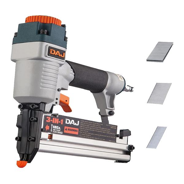 【商品概要】一台三役、サイズ：247mm×238mm×57mm、重さ：1.33 KG、空気圧範囲：4〜10キロ（0.4〜1.0MPa）、弾倉量：F 釘：100枚、T釘：80枚、K釘：100、枚釘の長さ：F釘(仕上釘)2mm*15〜50mm、...