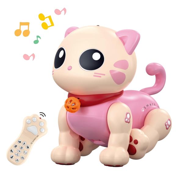 【商品概要】【 かわいい ロボットおもちゃ 】 ロボット子猫は、リモコンで簡単操縦して遊べるペットロボットおもちゃです。 可愛いデザインで大人気！ネコ の耳が光ります、猫の首にネコ鈴付き。【 コントローラーで動く 簡易プログラミング 】 お...