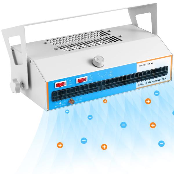 【商品概要】【高性能】純銅製の放電針、錆びにくい金属シェルを採用した静電気除去ミニファンは静電気汚染や静電気障害を防ぐために優れた除電性能を持っています。30cmの距離で、1.5sで静電気除去できます。60*90cmのエアフロー面積、一台で...