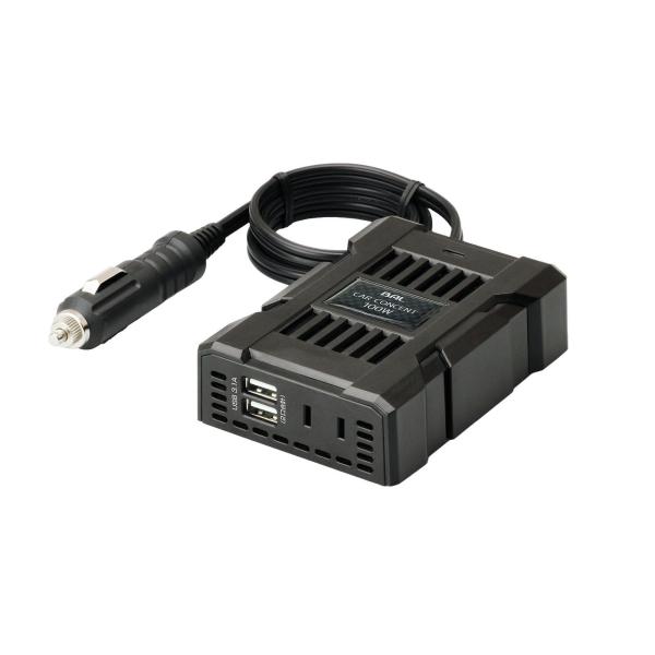 【商品概要】お車のアクセサリーソケットの電源（DC12V）を家庭用電源（AC100V）やUSB電源（DC5V）に変換しスマートフォンやタブレットPCへ電源供給ができます家庭用電源とUSB電源を同時に使用することができます。（同時使用合計出力...