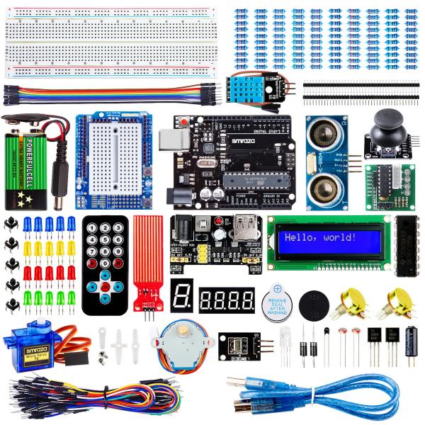 【商品概要】初心者が入門用として最適のセット。趣味で簡単な電子工作をしましょう！このキットでは、電子機器の基本を実践的な方法で説明します160のコンポーネント：多種センサー、LED、IC、スピーカ、ボタン、ダイオード、抵抗器、モータまたいろ...