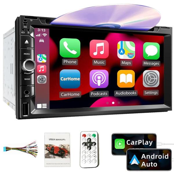 【商品概要】CARPLAYとANDROID AUTO（無線または有線）：7インチ2インチ車載オーディオはCARPLAYまたはANDROID AUTOと互換性があります。USBケーブルまたはBluetoothで携帯電話に接続するだけで、GPS...