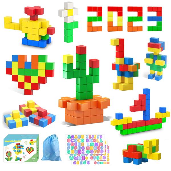 【商品概要】【2 3 4 5 6歳向け知育玩具で創造力アップ】Amycoolマグネットブロックは、赤、オレンジ、黄色、緑、青、白の6つの豊富な色彩を持っております。日本語説明書と収納ケース付きで、3歳の男の子・女の子が無限の立体パズルを楽し...
